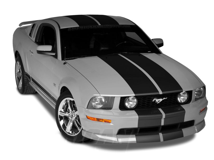 American Muscle Graphics Mustang Matte Black Lemans Stripes - 12 in ...