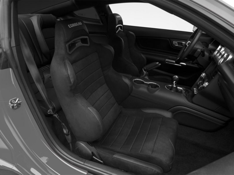 Corbeau Mustang LG1 Racing Seats - Wide - Black Microsuede - Pair ...