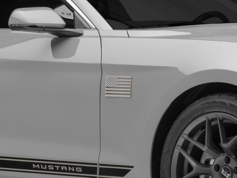 Mustang Stainless Steel American Flag Emblem - Polished (Universal Fitment)