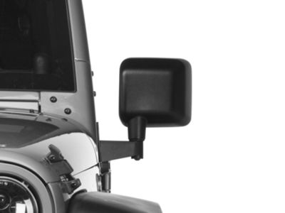 Jeep Wrangler Mirror Relocation Brackets; Black (07-18 Jeep Wrangler JK)