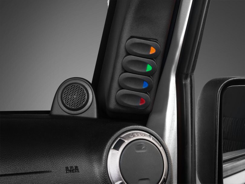 Rugged Ridge Jeep Wrangler Black A-Pillar Switch Pod w/ 4 Rocker ...