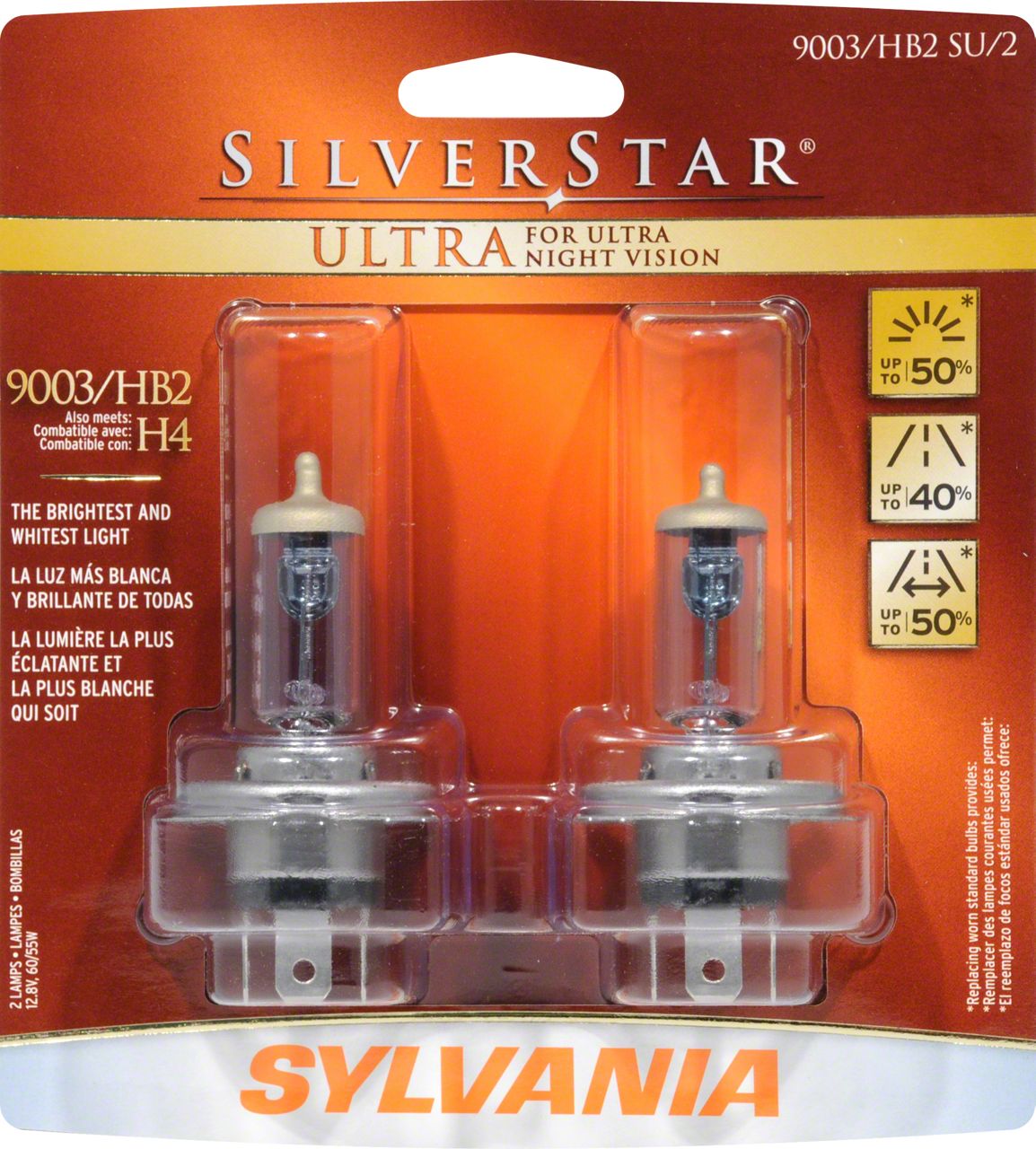 Sylvania Mustang Silverstar Ultra Light Bulbs - 9003 9003 SU BP 8 TWIN