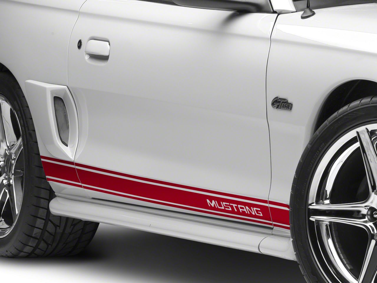 Mustang Rocker Stripes with Mustang Lettering; Red (94-04 Mustang ...