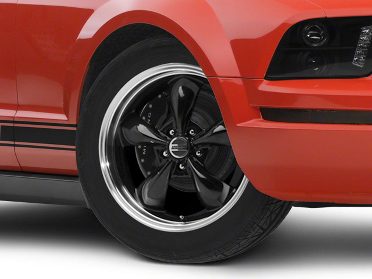 Mustang Deep Dish Bullitt Gloss Black Wheel; 18x9 (05-09 Mustang GT, V6 ...