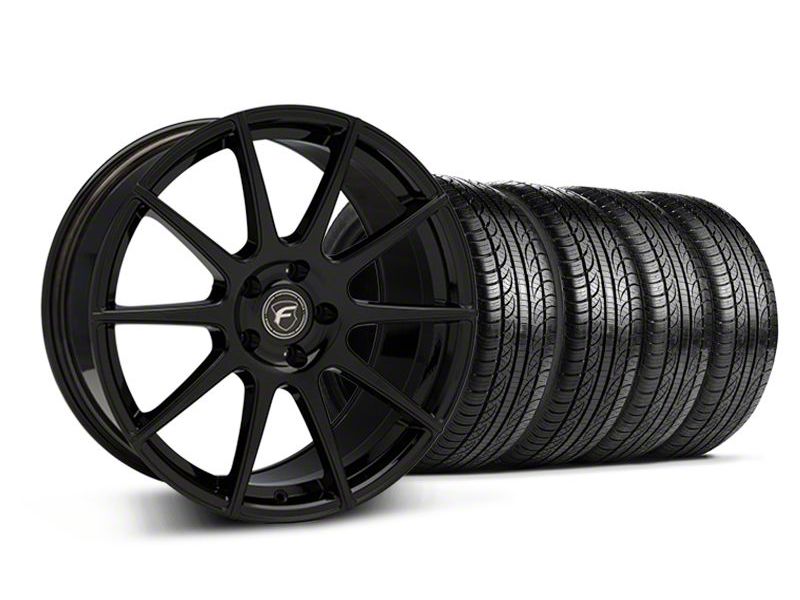 Mustang Forgestar CF10 Monoblock Piano Black Wheel and Pirelli Tire Kit ...