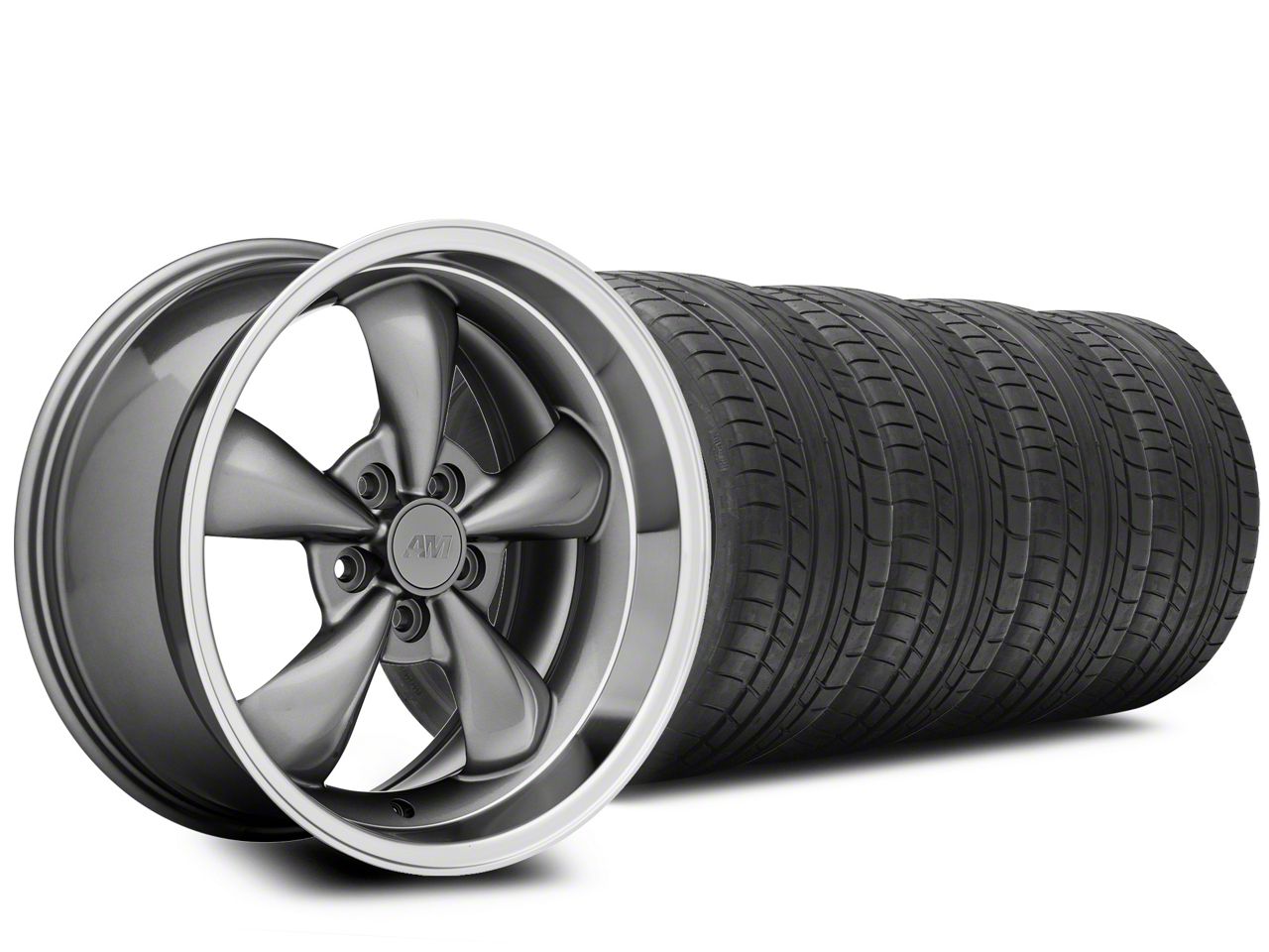 Mustang Staggered Deep Dish Bullitt Anthracite Wheel & Mickey Thompson ...