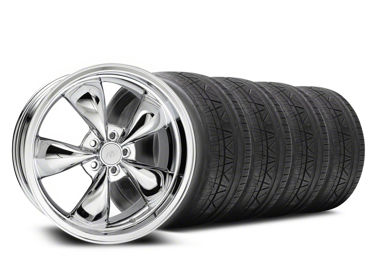 Mustang Staggered Deep Dish Bullitt Chrome Wheel and NITTO INVO Tire ...