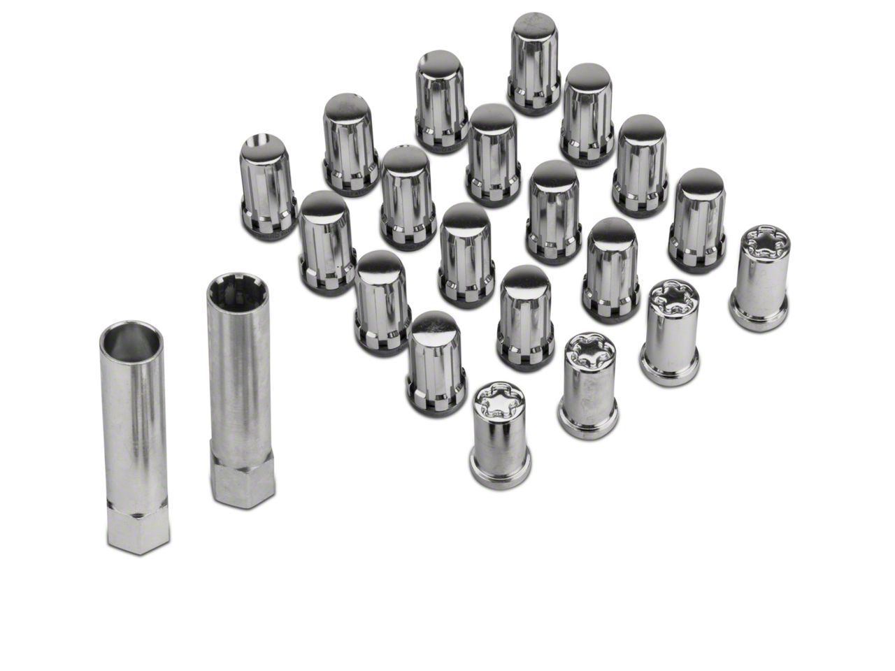McGard Mustang Chrome Tuner Style Lug Nut Kit; Set of 20 65540 (79-14 ...