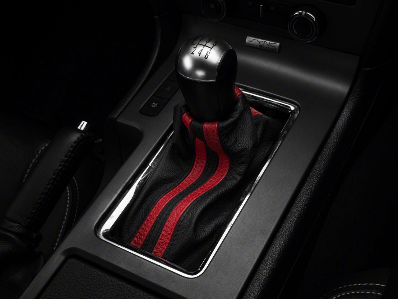SpeedForm Mustang Premium Black Leather Shift Boot; Dual Red Stripe ...