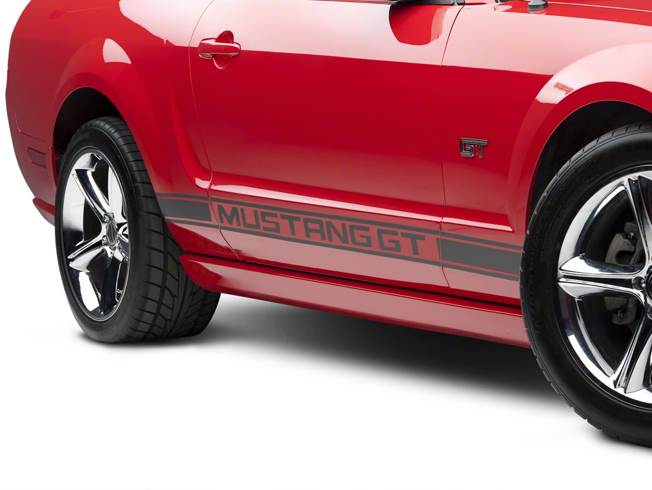 American Muscle Graphics Mustang Matte Black Rocker Stripes w/ Mustang ...