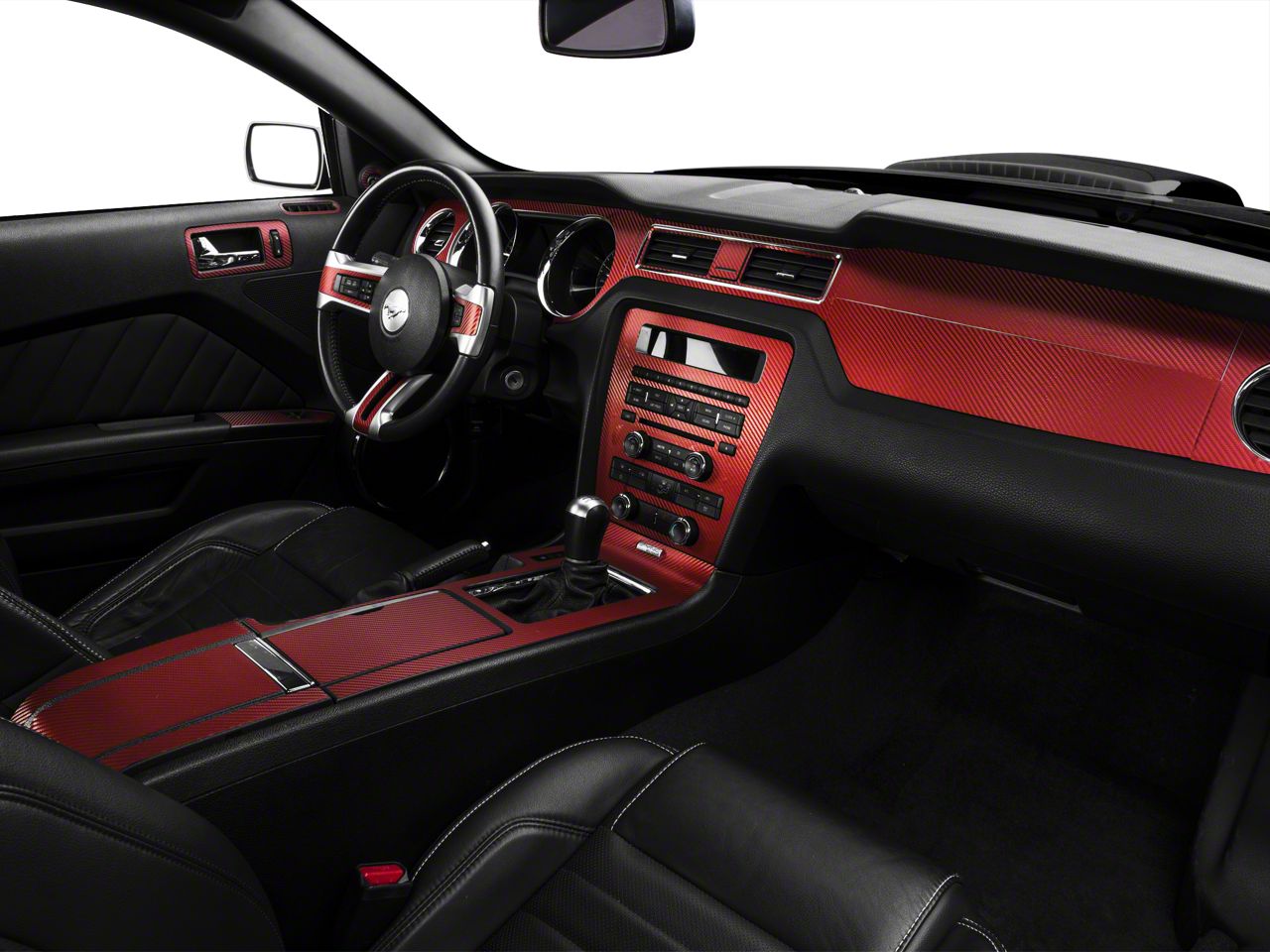 American Muscle Graphics Mustang Red Aluminum Carbon Fiber Dash Kit ...