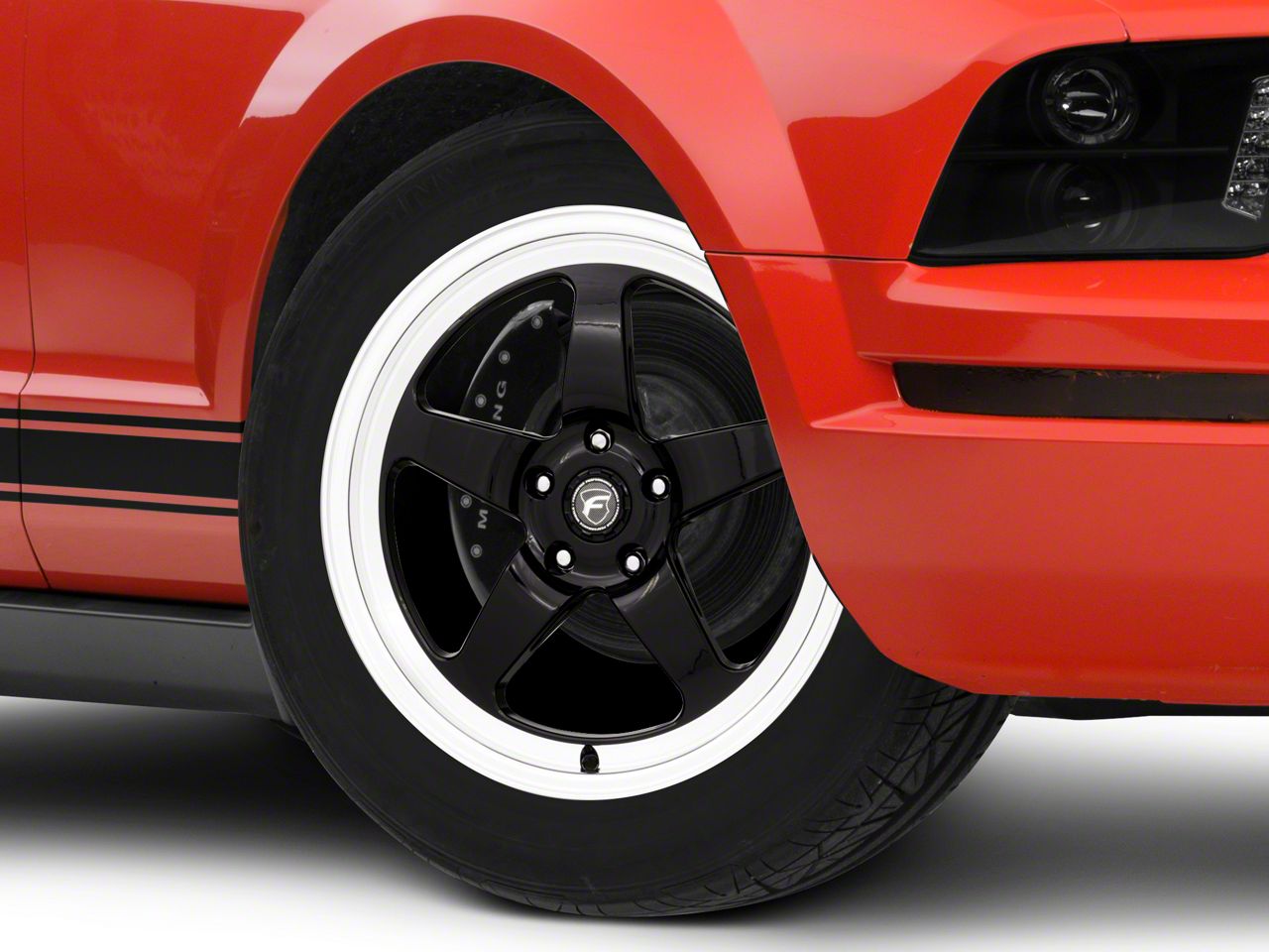 Forgestar Mustang D5 Drag Black Machined Wheel - 18x5 - Front Only ...