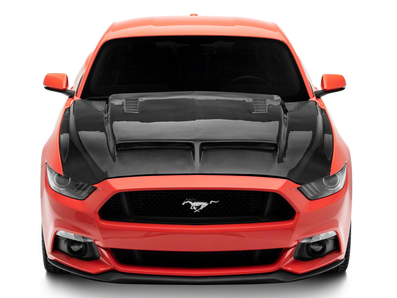 Mustang GT500 Style Hood; Carbon Fiber (15-17 Mustang GT, EcoBoost, V6 ...