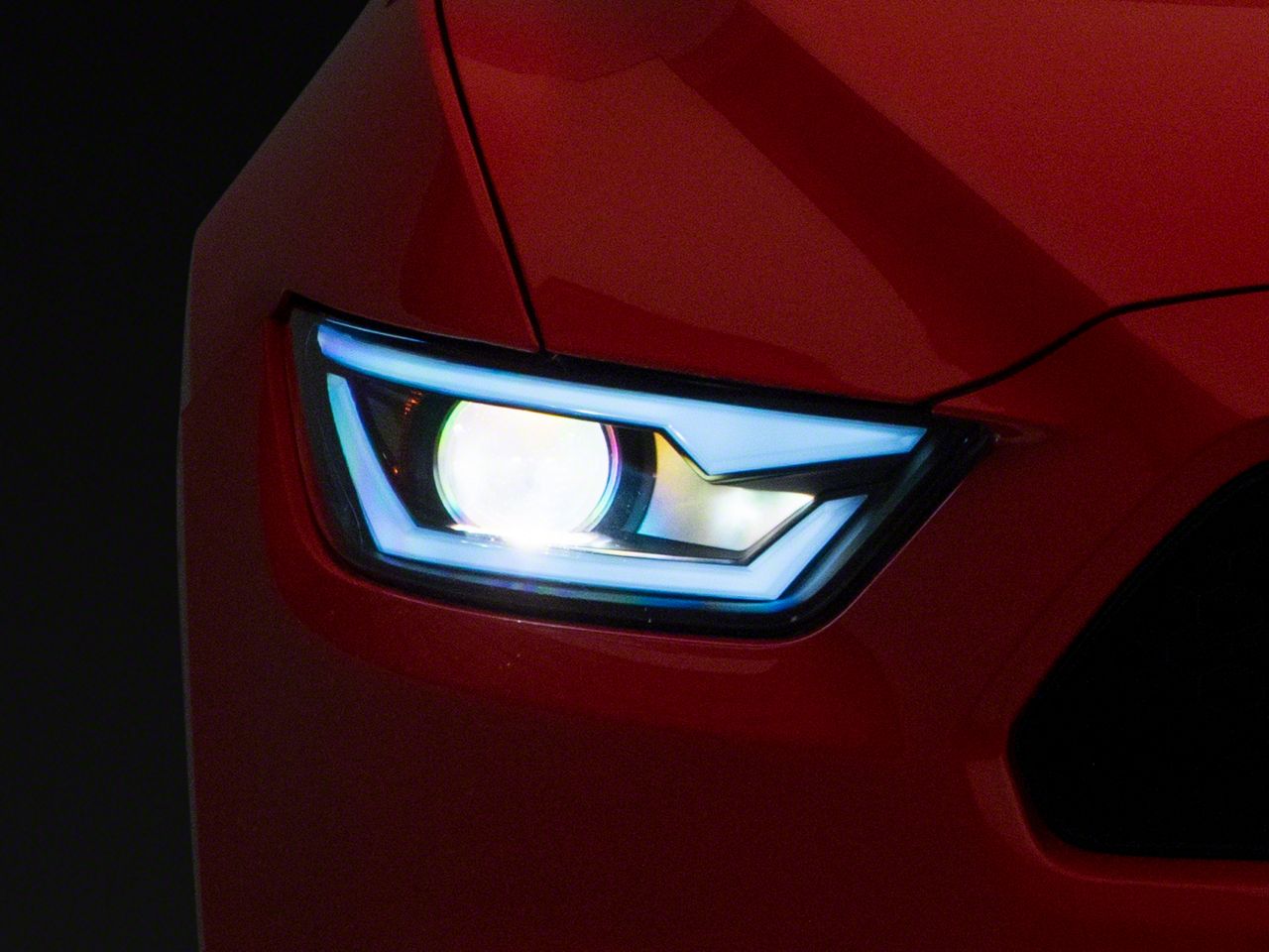 Mustang LED Bar Projector Headlights; Matte Black Housing; Clear Lens ...