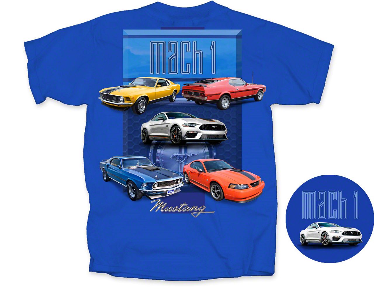 Mustang Men's Mustang Mach 1 T-Shirt; Royal Blue - Free Shipping