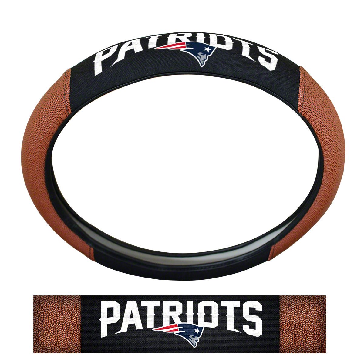 Tundra Grip Steering Wheel Cover with New England Patriots Logo; Tan ...