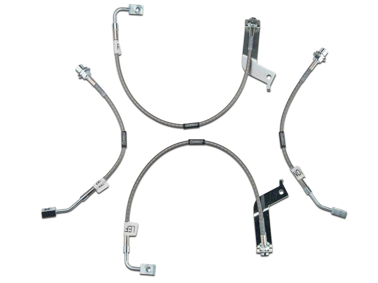 Russell Mustang Stainless Steel Braided Brake Line Kit; Front and Rear ...