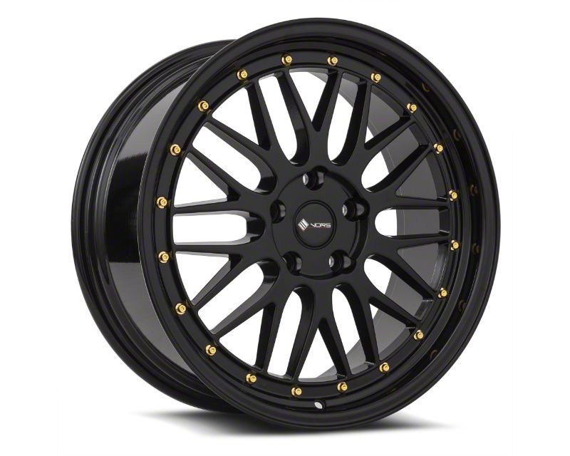 Vors Charger VR8 All Black Gold Rivet Wheel; 19x9.5 VR08199551435GB-515 ...