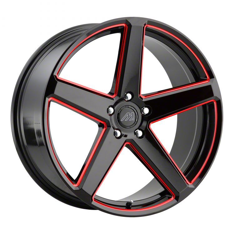 MACH Forged Challenger MF.15 Glossy Black with Red Milled Accents Wheel ...