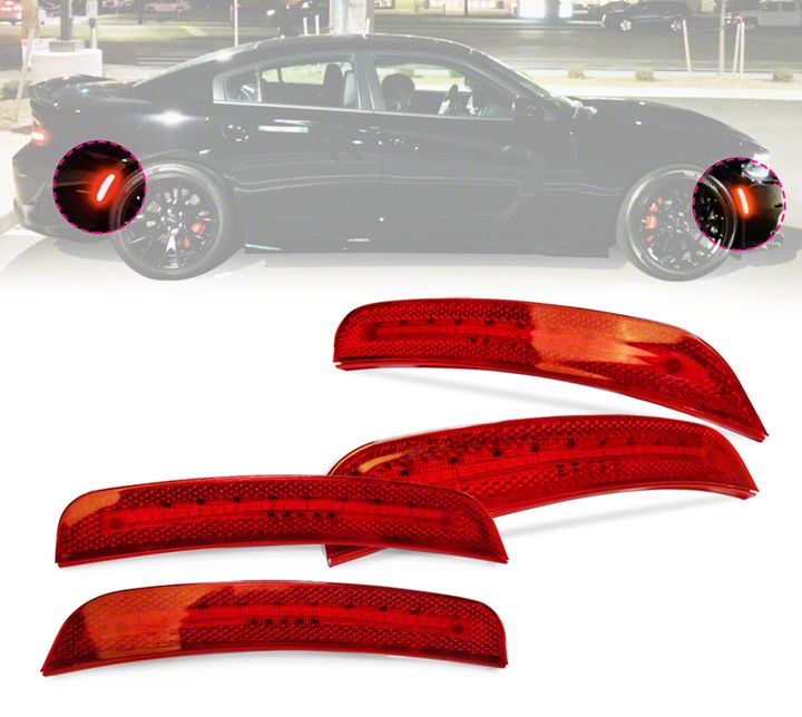 Charger LED Front and Rear Side Marker Lights; Red (15-22 Charger ...