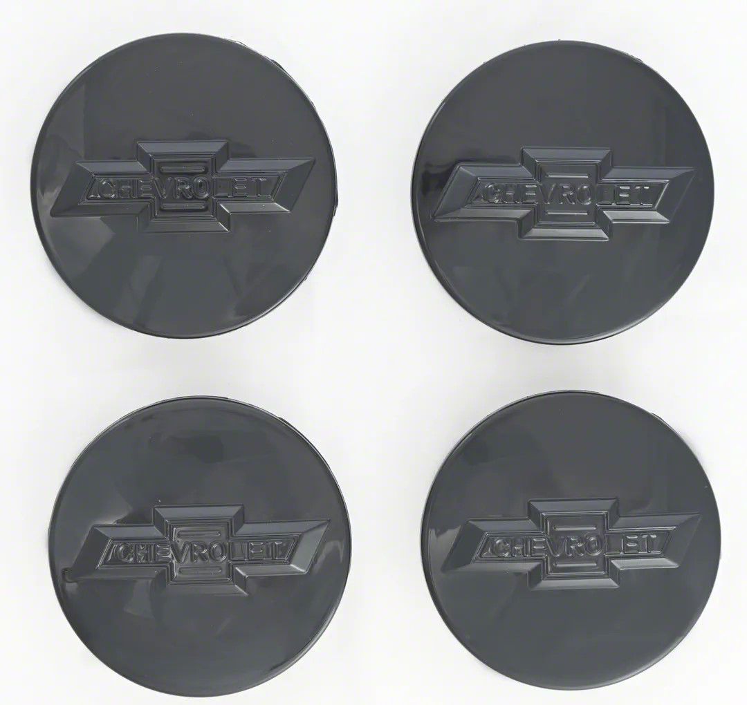 Silverado 1500 Officially Licensed Center Caps; Gloss Black (14-22 ...