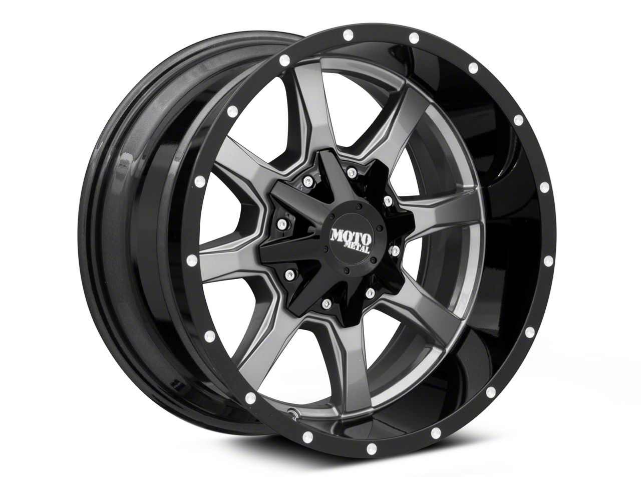 Moto Metal Sierra 1500 MO970 Gloss Gray with Gloss Black Lip 6-Lug ...