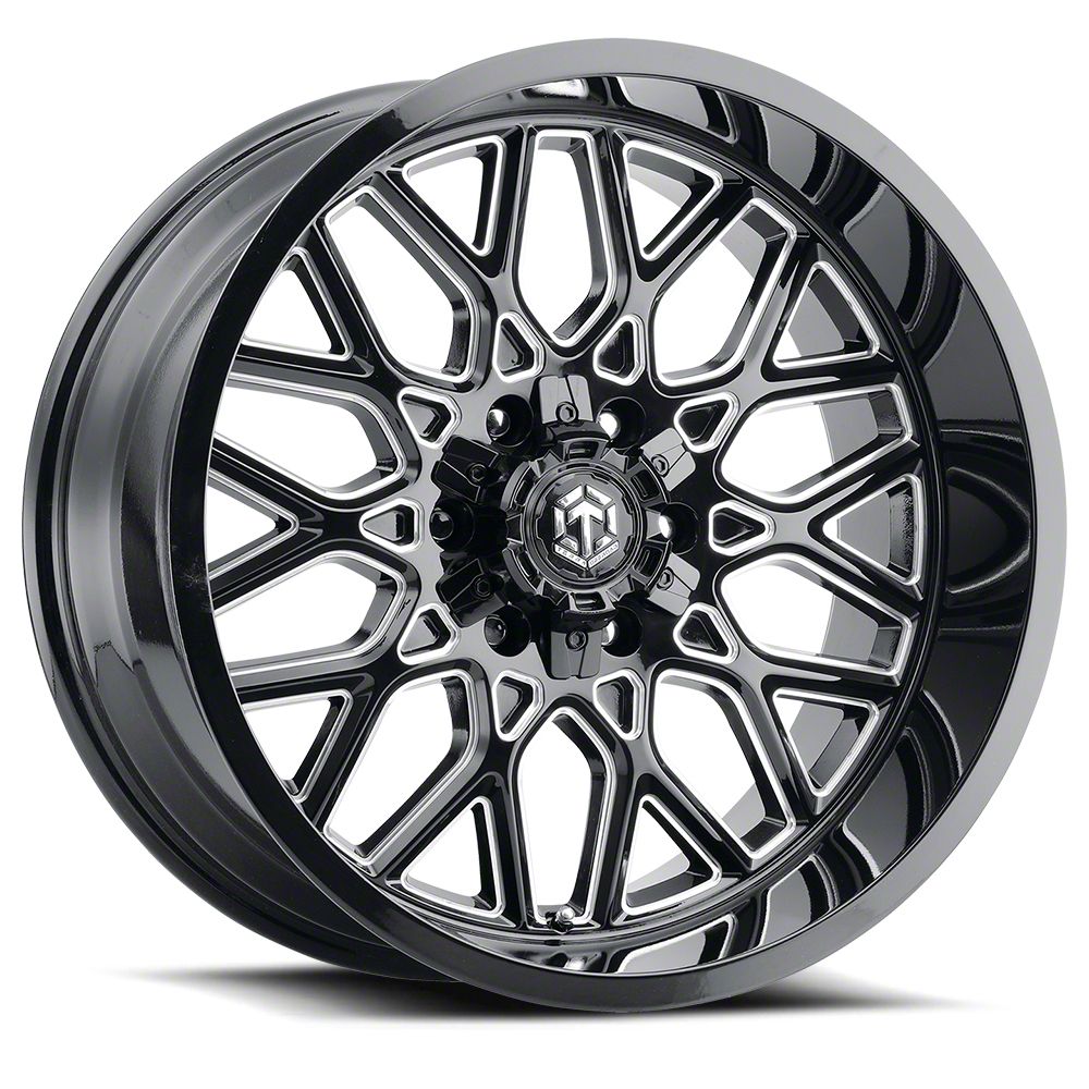 Terra Offroad Tundra TR-10 Glossy Black Milled 6-Lug Wheel; 20x10 ...