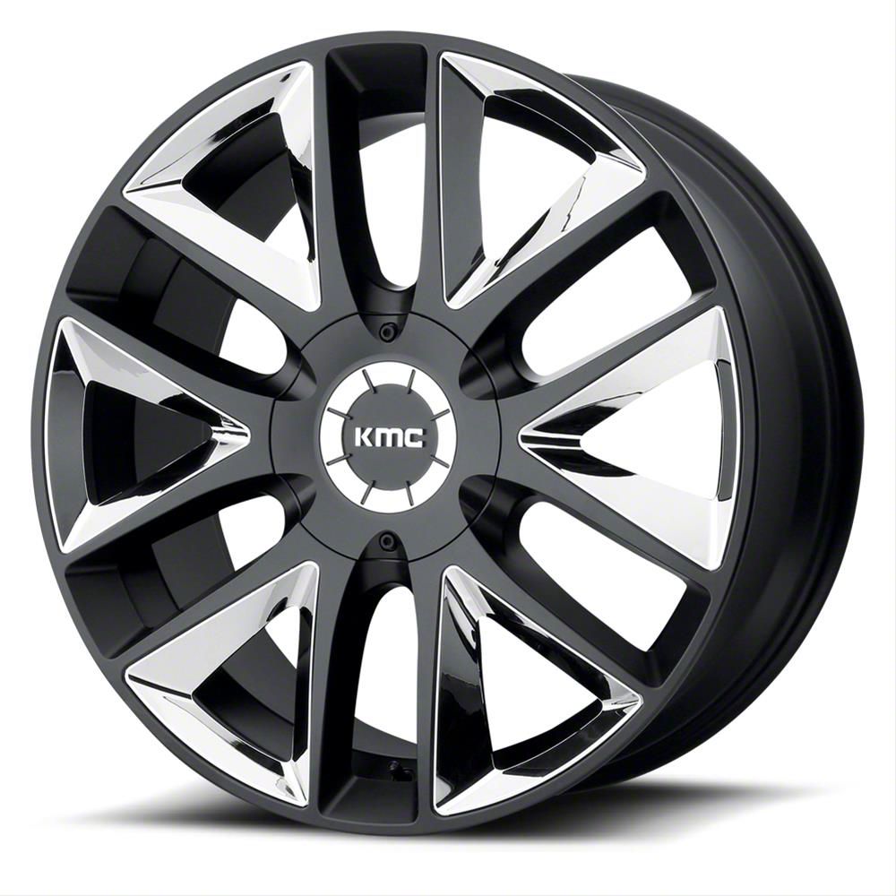 KMC Titan Takedown Satin Black with Chrome Inserts 6-Lug Wheel; 20x8.5 ...