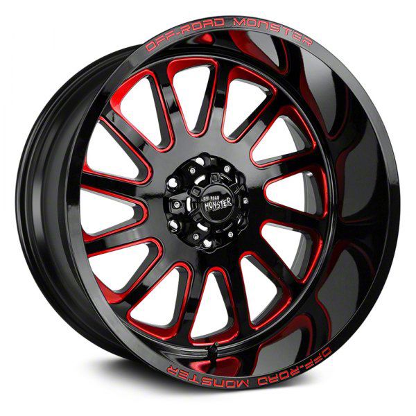 Off Road Monster Silverado 1500 M17 Gloss Black Candy Red Milled 6-Lug ...