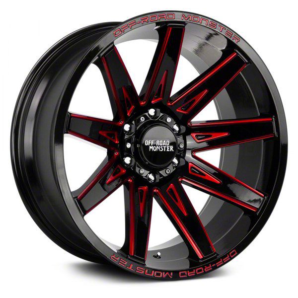 Off Road Monster Toyota 4-Runner M25 Gloss Black Candy Red Milled 6-Lug ...