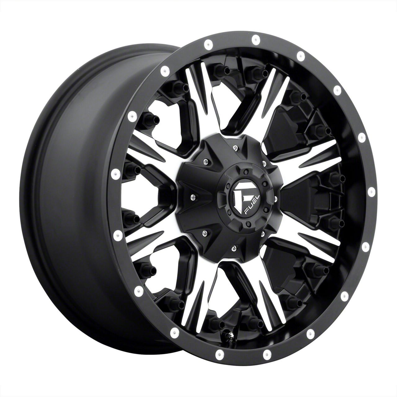 Fuel Wheels Titan Nutz Matte Black Machined 6-Lug Wheel; 18x9; 20mm ...