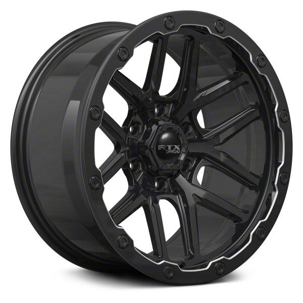 RTX Offroad Wheels Titan Volcano Gloss Black Milled Edge 6-Lug Wheel ...