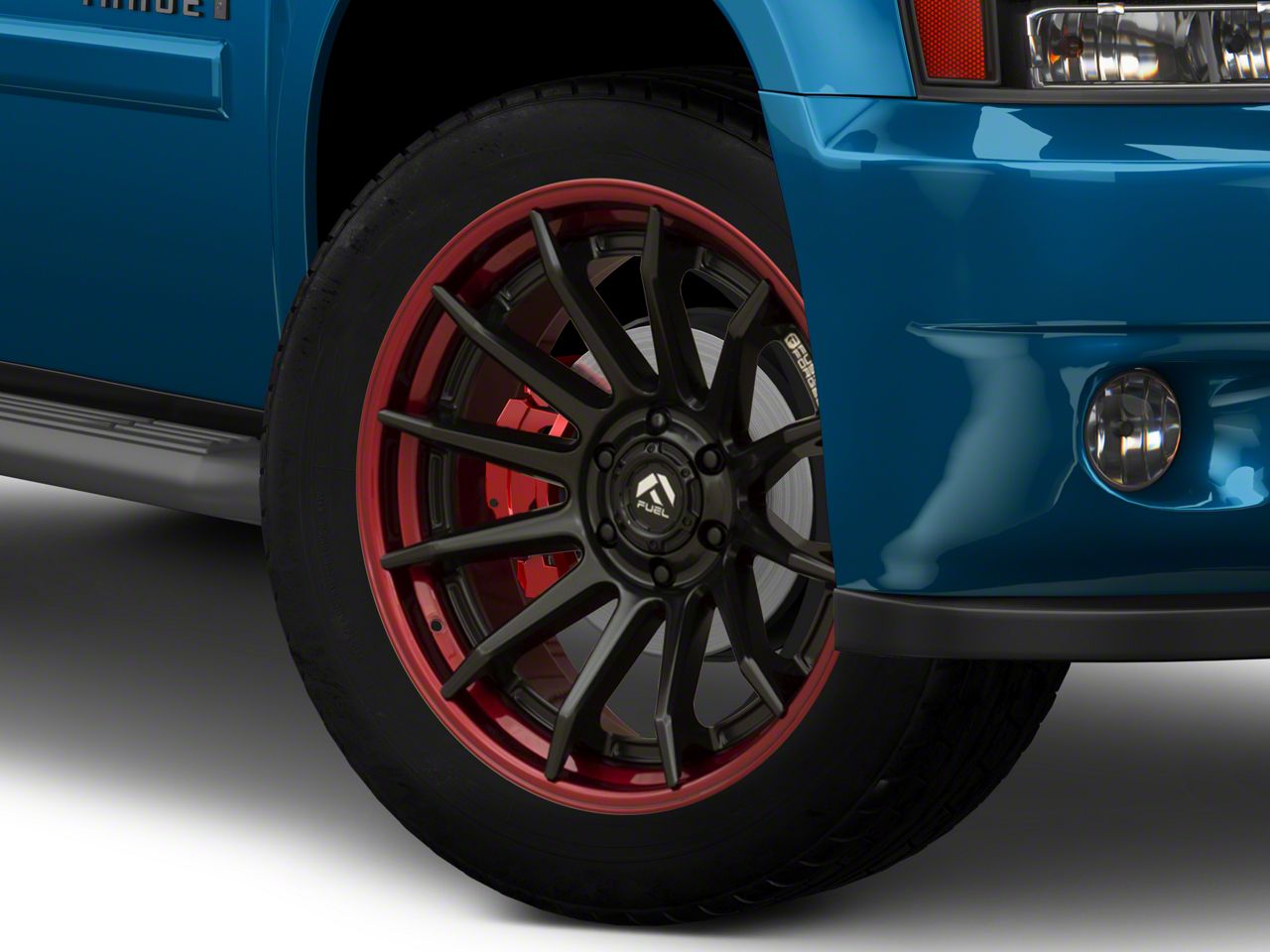 Fuel Wheels Bronco Fusion Forged Burn Matte Black with Candy Red Lip 6 ...
