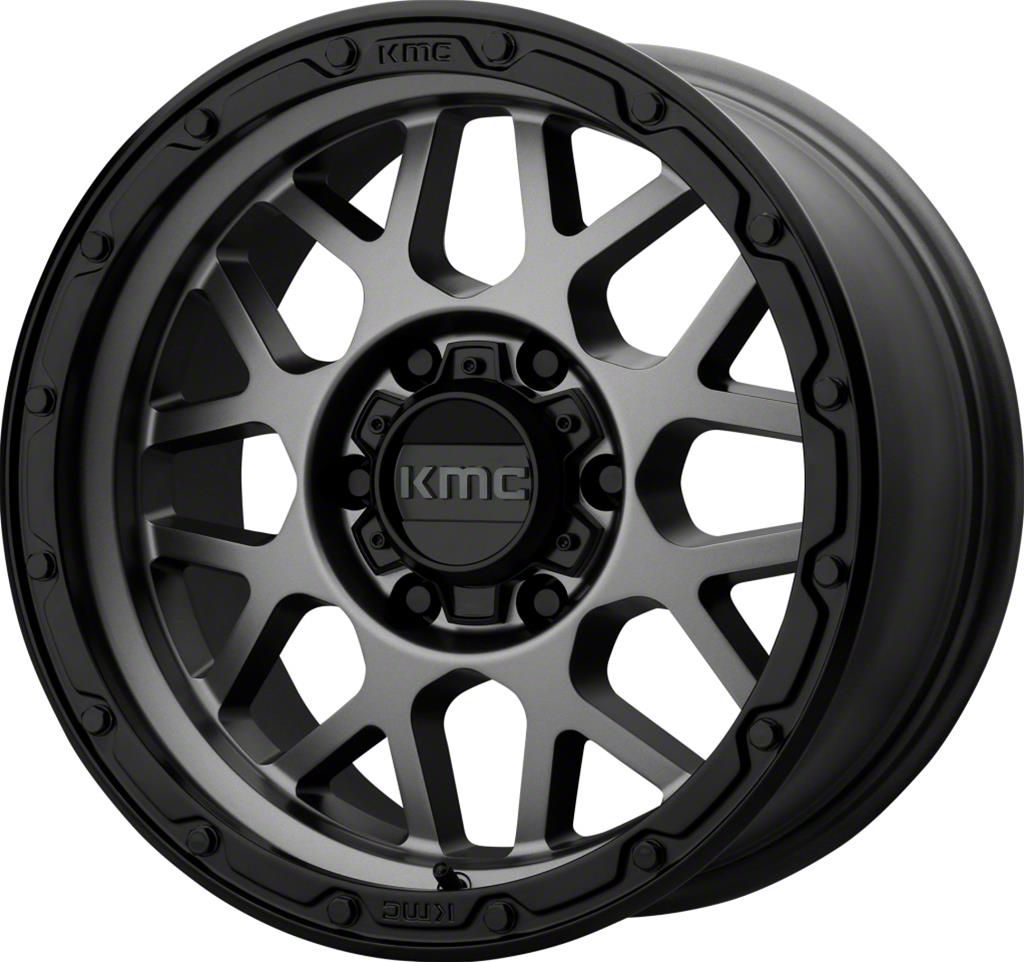 KMC Titan Grenade Off-Road Matte Gray Matte Black Lip 6-Lug Wheel; 20x9 ...