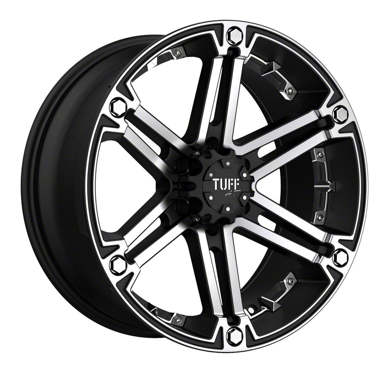Tuff A.T. Bronco T01 Flat Black with Machined Face 6-Lug Wheel; 17x8 ...