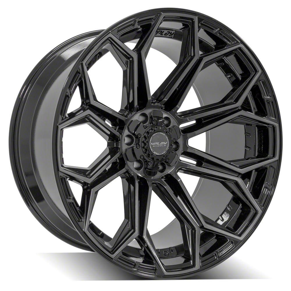 4Play Bronco 4P83 Gloss Black with Brushed Face 6-Lug Wheel; 24x12 ...