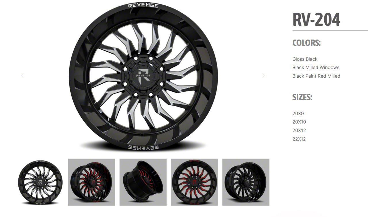 Revenge Off-Road Wheels Toyota 4-Runner RV-204 Black and Red Milled 6 ...