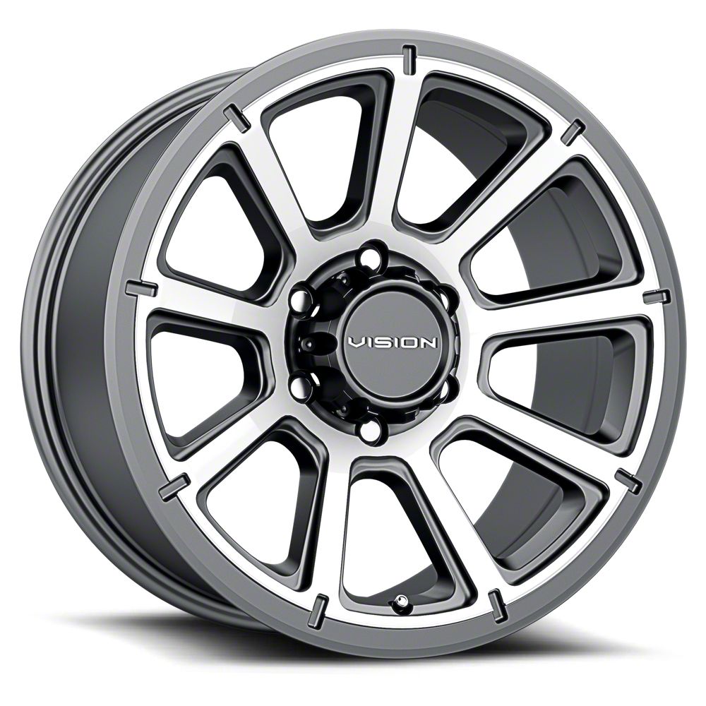 Vision Off-Road Bronco Turbine Gunmetal Machined Face 6-Lug Wheel; 20x9 ...