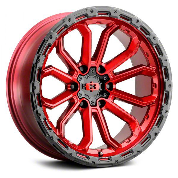 Vision Wheel Titan XD Korupt Gloss Red with Gloss Black Lip 6-Lug Wheel ...