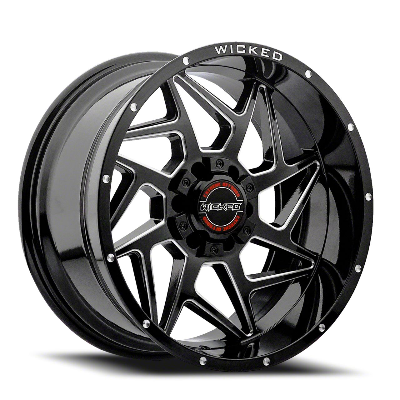 Wicked Offroad Titan W932 Gloss Black Milled 6-Lug Wheel; 20x9; 0mm ...