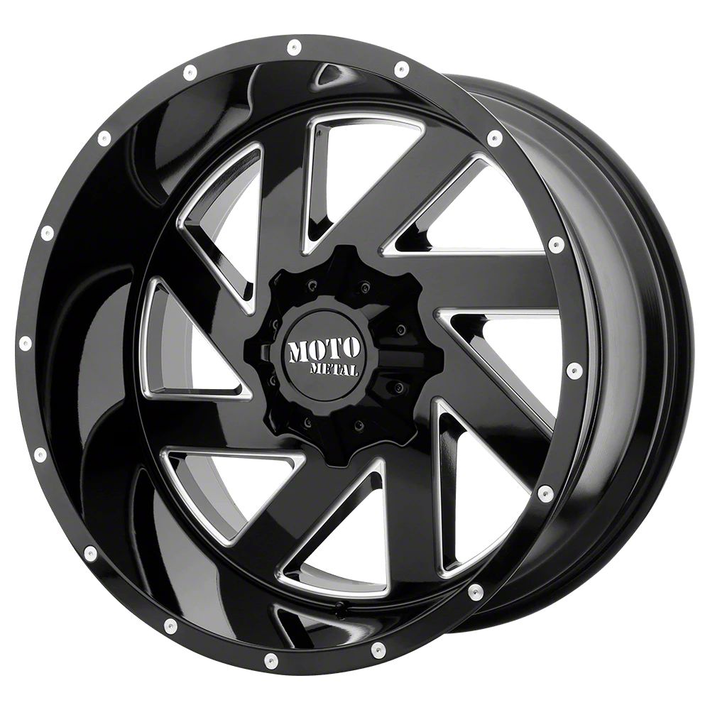 Moto Metal Frontier Melee Gloss Black Milled 6-Lug Wheel; 20x9; 18mm ...
