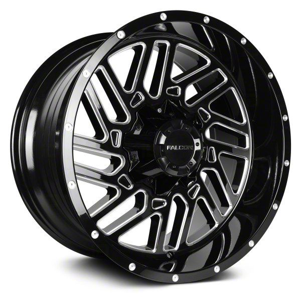 Falcon Wheels Titan XD F2 Series Glossy Black with Diamond Milling 6 ...