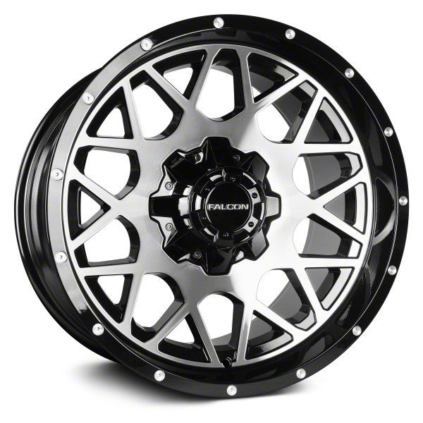 Falcon Wheels Titan F3 Series Glossy Black Machined 6-Lug Wheel; 20x10 ...