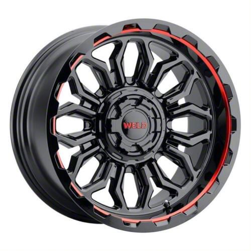 Weld Off-Road Titan Flare Gloss Black Milled Red 6-Lug Wheel; 20x10 ...
