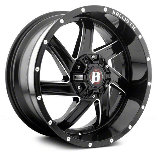 Ballistic Titan Guillotine Gloss Black Milled 6-Lug Wheel; 18x9; 0mm ...
