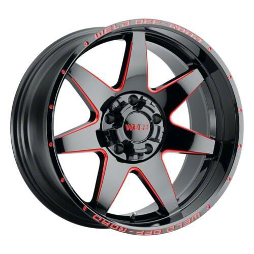 Weld Off-Road Yukon Retaliate Gloss Black Milled with Red Accent 6-Lug ...