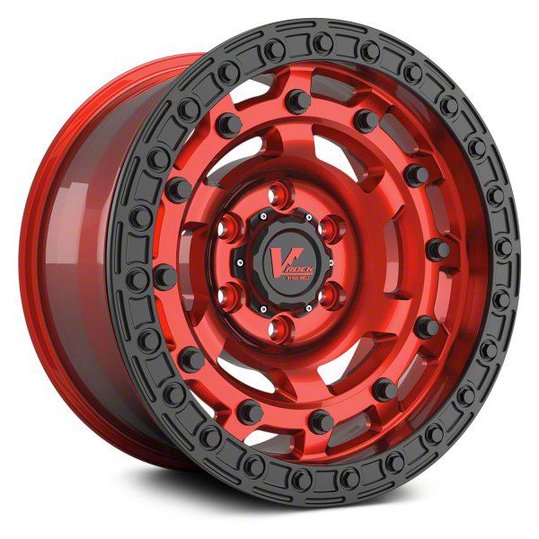 V-Rock Off-Road Wheels Tacoma Strafe Candy Red with Black Ring 6-Lug ...