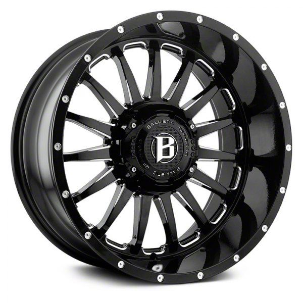 Ballistic Bronco Machete Gloss Black Milled 6-Lug Wheel; 22x12; -50mm ...