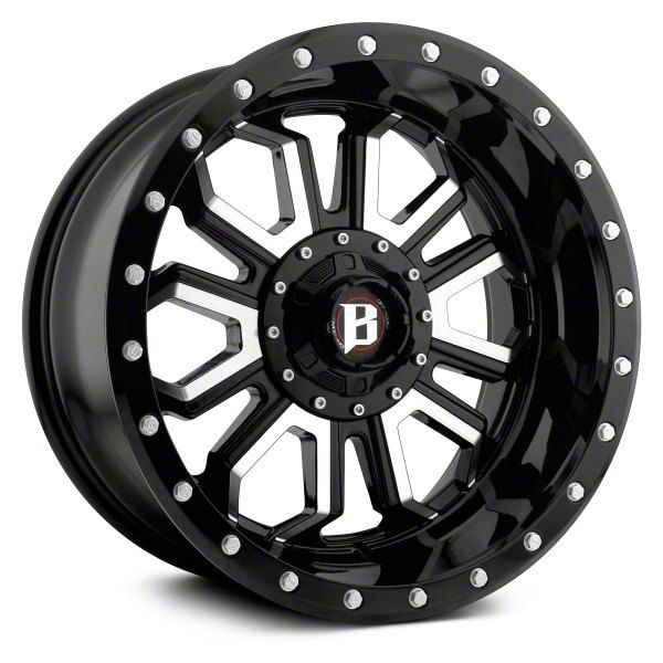 Ballistic Ranger Saber Gloss Black Machined 6-Lug Wheel; 22x10; -24mm ...