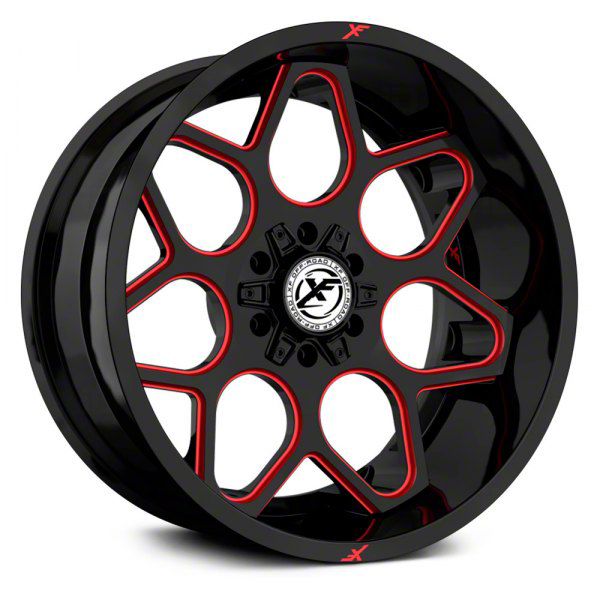 XF Offroad Toyota 4-Runner XF-233 Gloss Black Red Milled 6-Lug Wheel ...